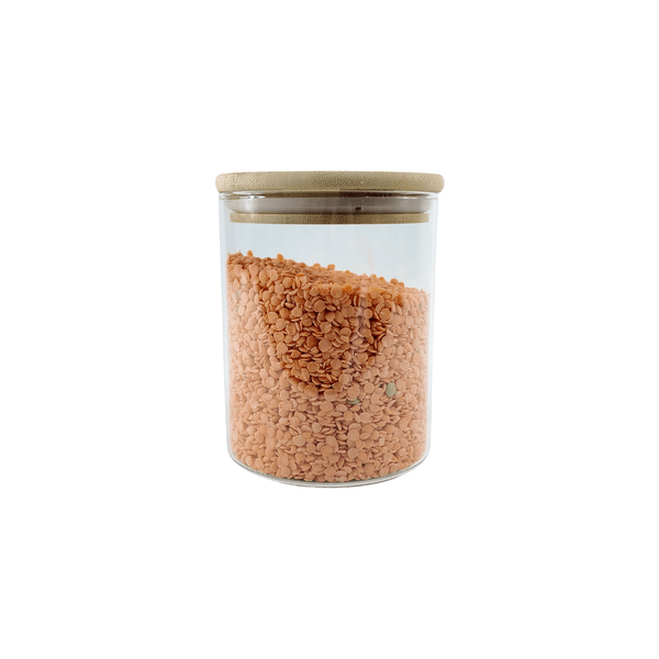 Round Glass Storage Jar Bamboo Lid 1050ml Storage Organisers